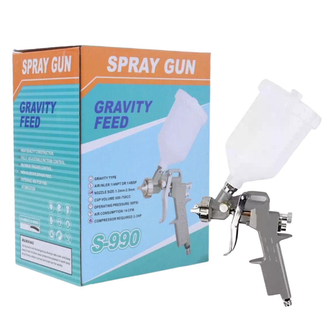 Spray Gun 1.5mm 600cc Car Painting Gravity Feed Air Spray Gun S-990 ...